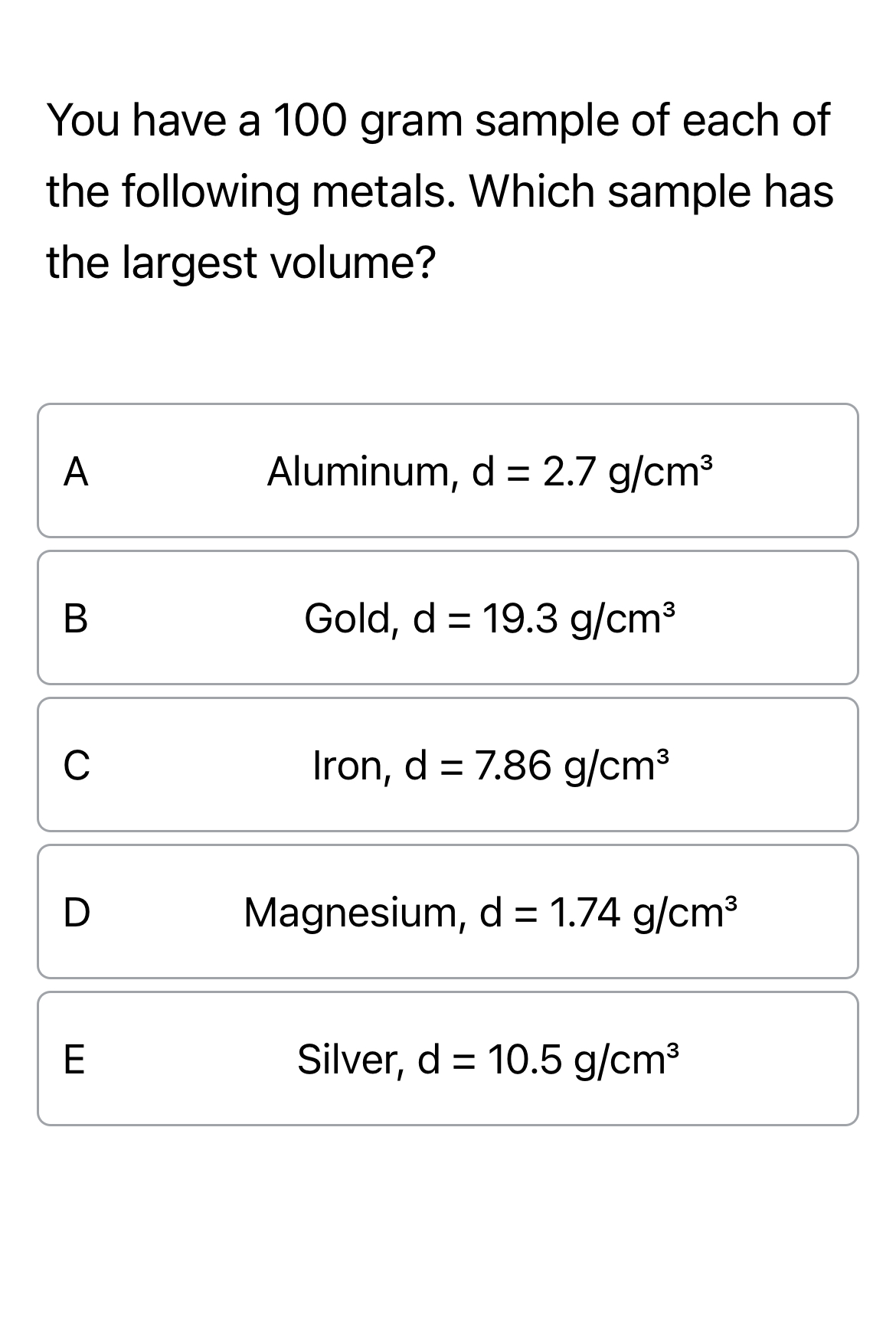 Solved You have a 100 ﻿gram sample of each of the following | Chegg.com