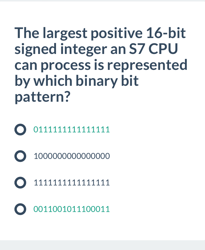 Solved The Largest Positive 16 bit Signed Integer An S7 CPU Chegg