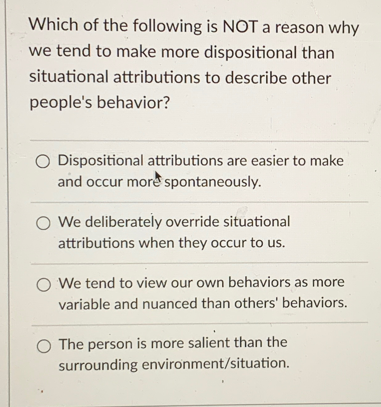Solved Which of the following is NOT a reason why we tend to | Chegg.com