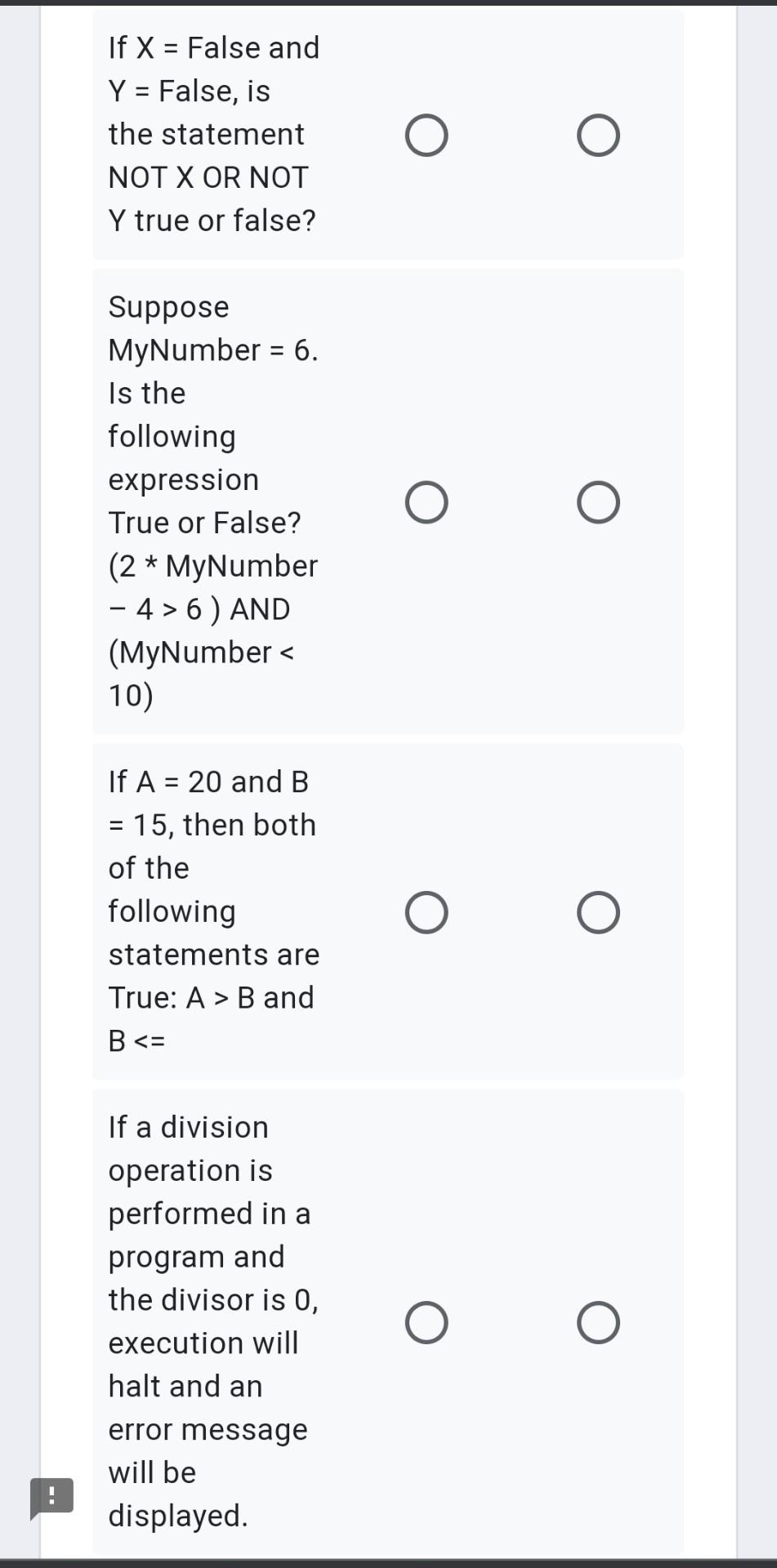 Solved True/False: * T F A single- alternative selection | Chegg.com