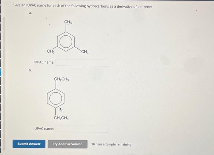 Solved Give an IUPAC name for each of the following | Chegg.com