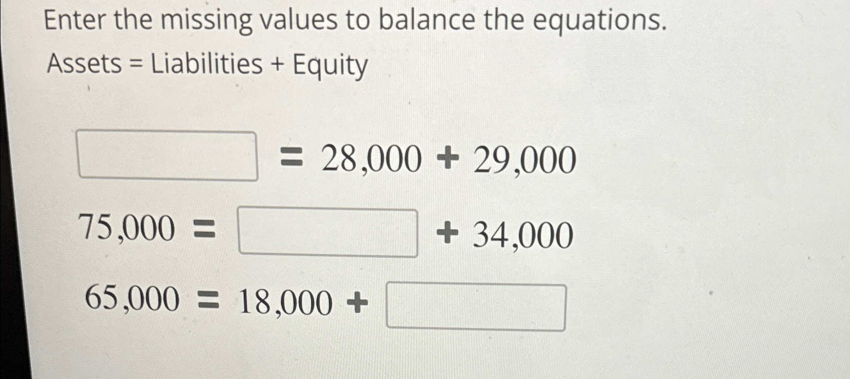 Solved Enter the missing values to balance the | Chegg.com