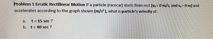Problem 1 Erratic Rectilinear Motion If a particle | Chegg.com