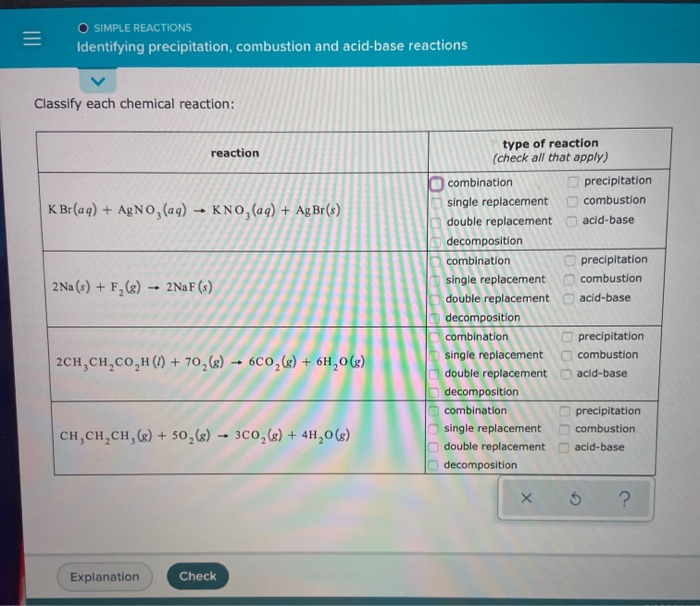 Solved Simple Reactions Identifying Precipitation