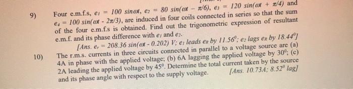 Solved 2) An alternating current flowing through a circuit | Chegg.com