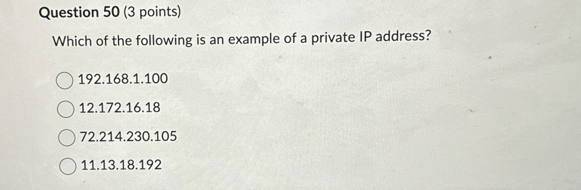 Solved Question 50 (3 ﻿points)Which of the following is an | Chegg.com