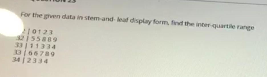 Solved For the given data in stem-and-leaf display form, | Chegg.com