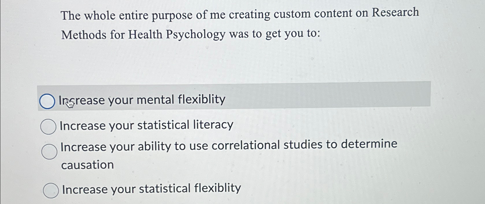 Solved The whole entire purpose of me creating custom | Chegg.com