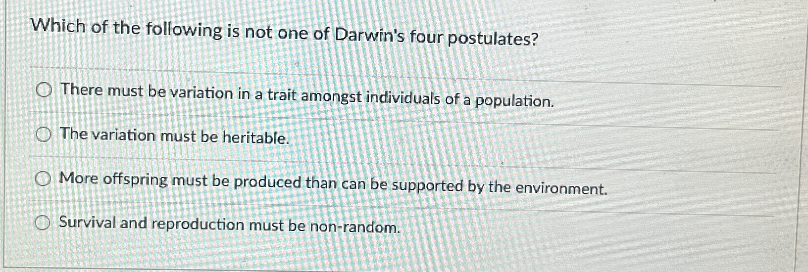 Solved Which of the following is not one of Darwin's four | Chegg.com