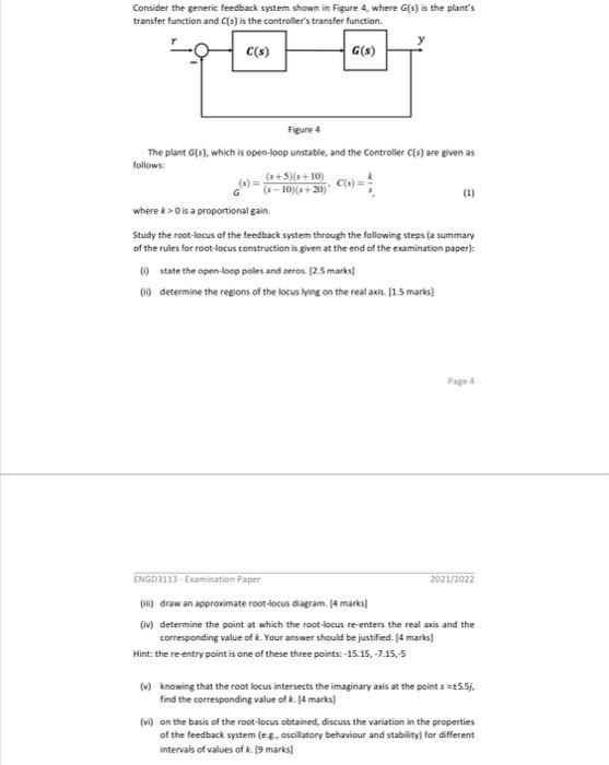Solved Consider the generic feedback system shown in Figure | Chegg.com