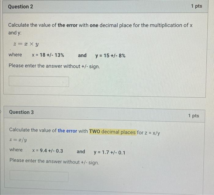 Solved Calculate the value of the error with one decimal | Chegg.com