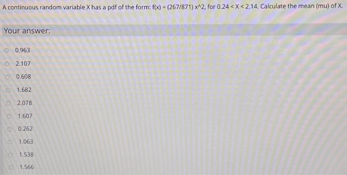 Solved A continuous random variable X has a pdf of the form: | Chegg.com