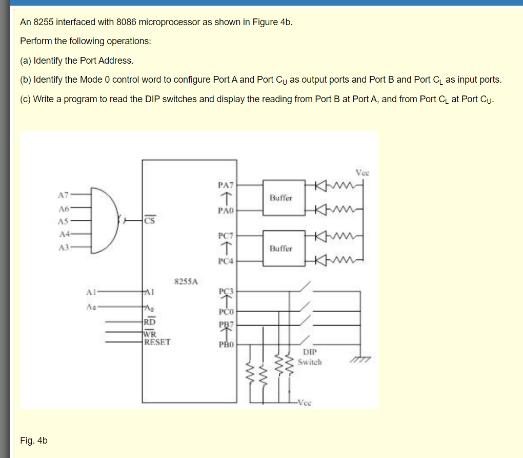 Solved An 8255 interfaced with 8086 microprocessor as shown | Chegg.com
