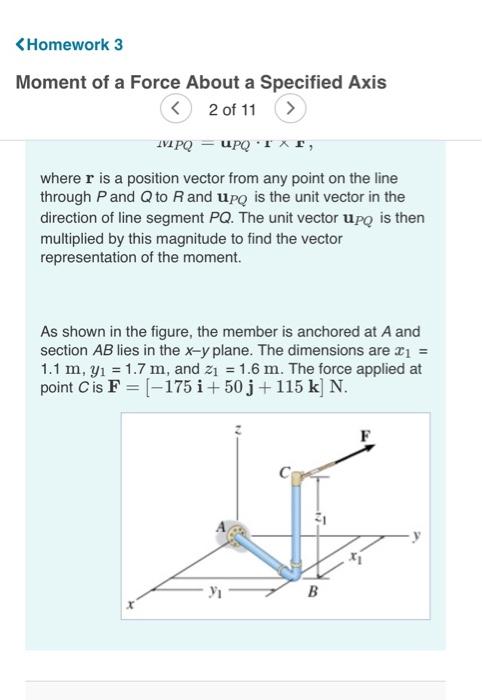 Solved 20411 Moment of a Force About a Specified Axis View | Chegg.com