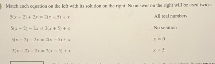 Solved Match each equation on the left with its solution on | Chegg.com