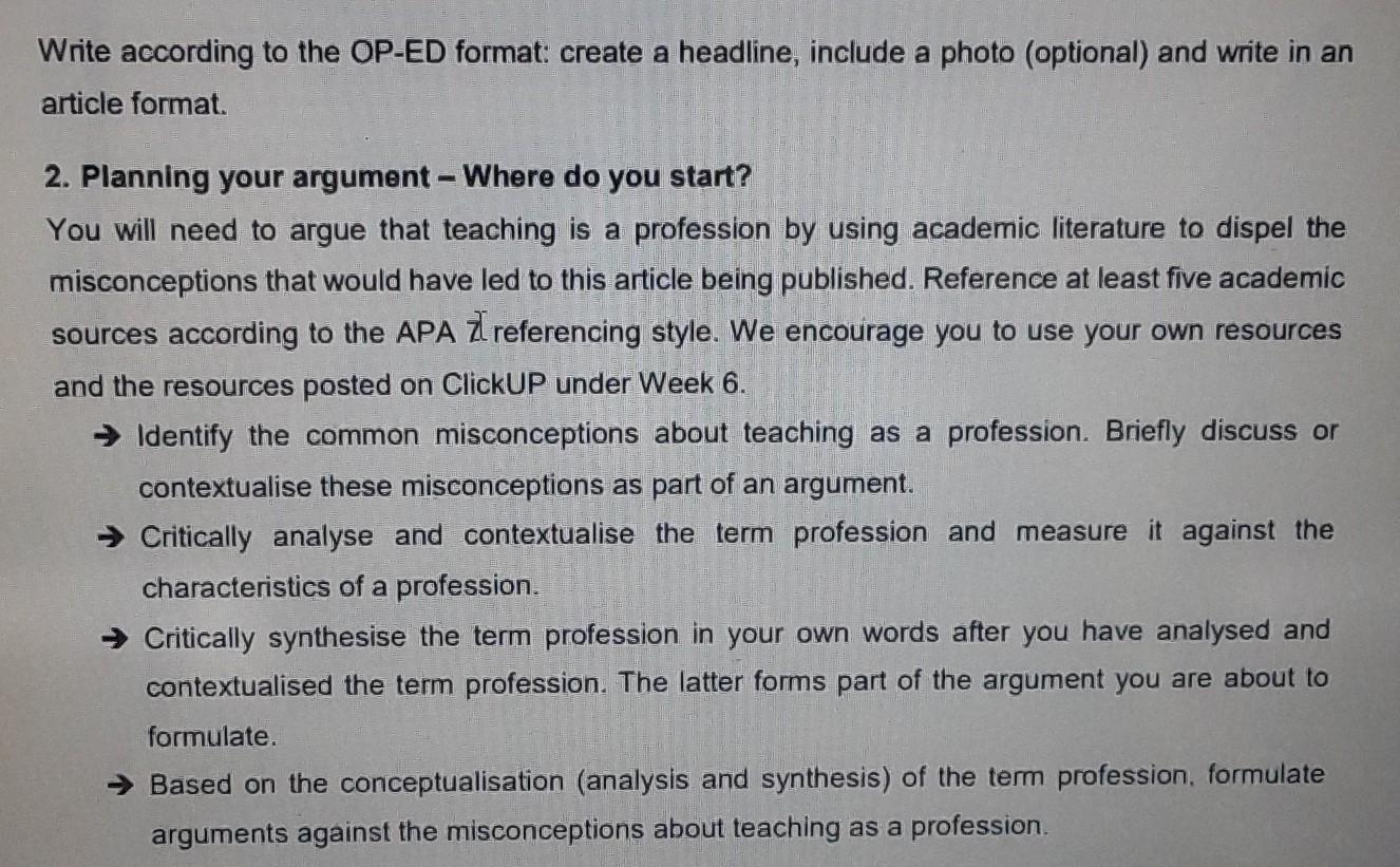 Write according to the OP-ED format: create a | Chegg.com