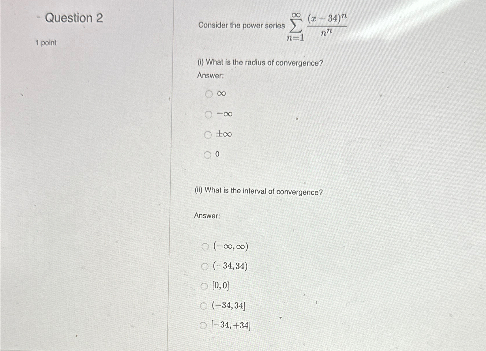 Solved Question 21 pointConsider the power series | Chegg.com Solved Question 21 pointConsider the power series | Chegg.com