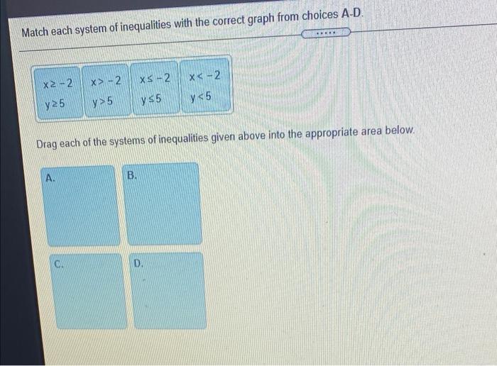 Solved Match each system of inequalities with the correct | Chegg.com