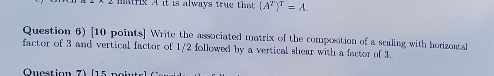 Solved Question 6) [10 ﻿points] ﻿Write the associated matrix | Chegg.com