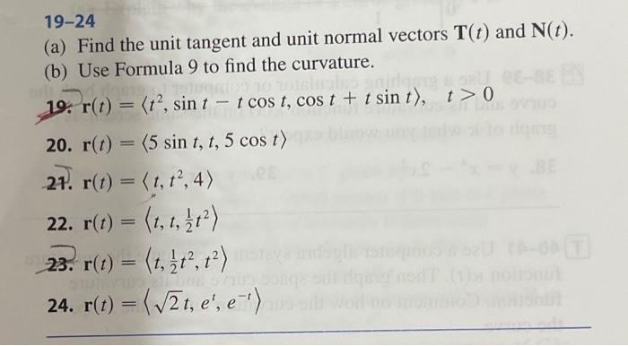 Solved 19−24 (a) Find the unit tangent and unit normal | Chegg.com