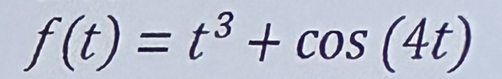 Solved f(t)=t3+cos(4t), ﻿using the laplace transform of f, | Chegg.com
