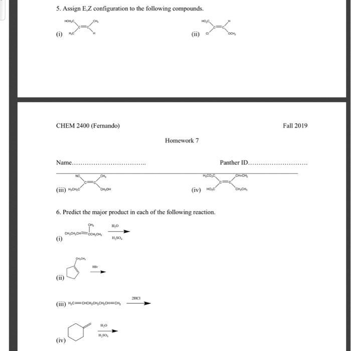 Solved 5. Assign E.Z configuration to the following | Chegg.com