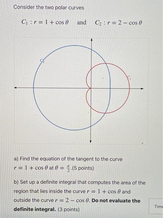 [Solved]: Consider the two polar curves ( C_{1}: r=1+ cos