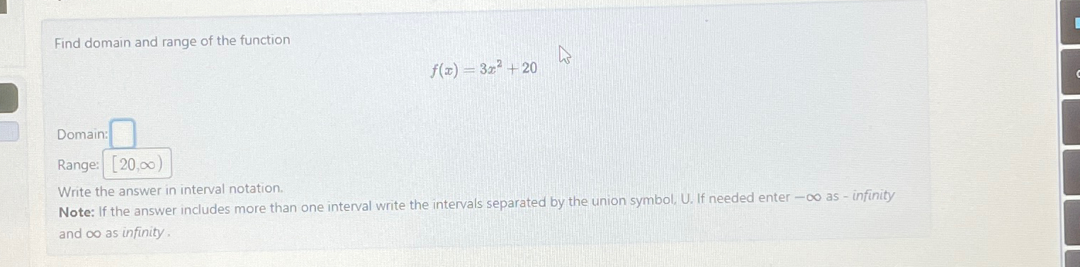Solved Find domain and range of the | Chegg.com