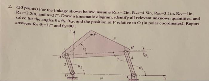 ( 20 points) For the linkage shown below, assume | Chegg.com