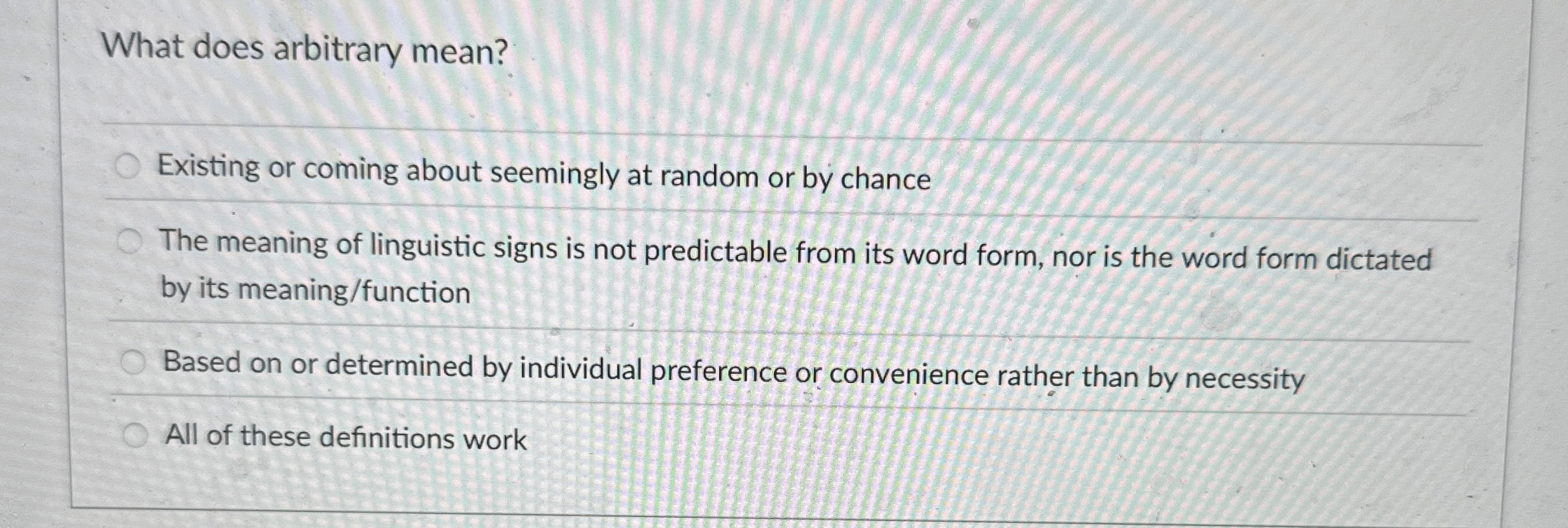 What does arbitrary mean?Existing or coming about | Chegg.com