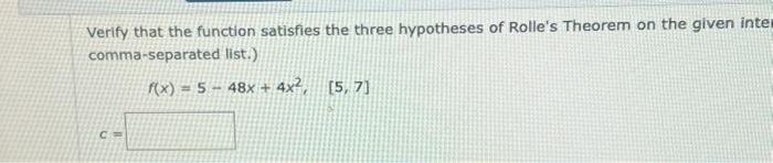 Solved Verify that the function satisfies the three | Chegg.com