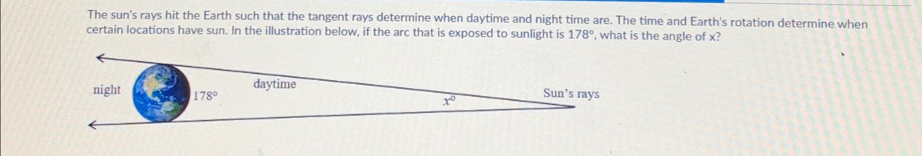 The sun's rays hit the Earth such that the tangent | Chegg.com