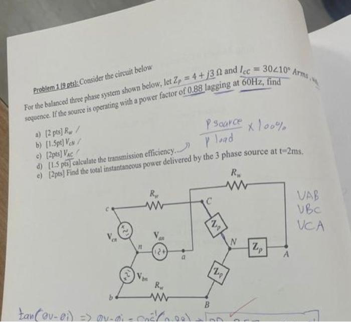 Solved Problem 1 (9pts): Consider the circuit below For the | Chegg.com