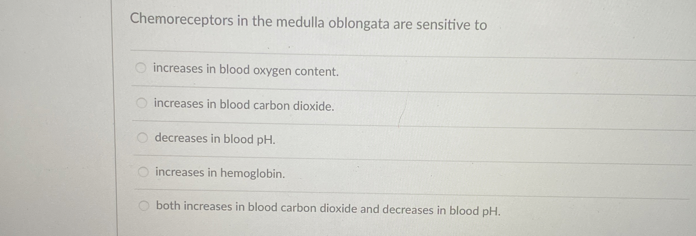 Solved Chemoreceptors in the medulla oblongata are sensitive | Chegg.com