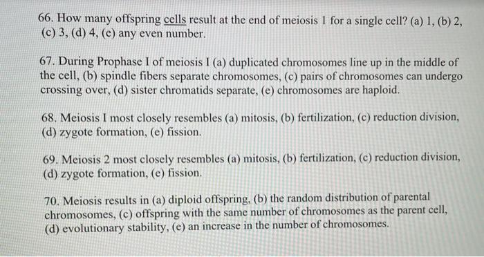 Solved 66. How many offspring cells result at the end of | Chegg.com