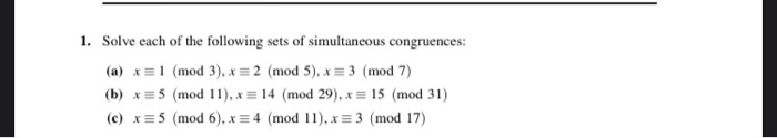 Solved 1. Solve each of the following sets of simultaneous | Chegg.com