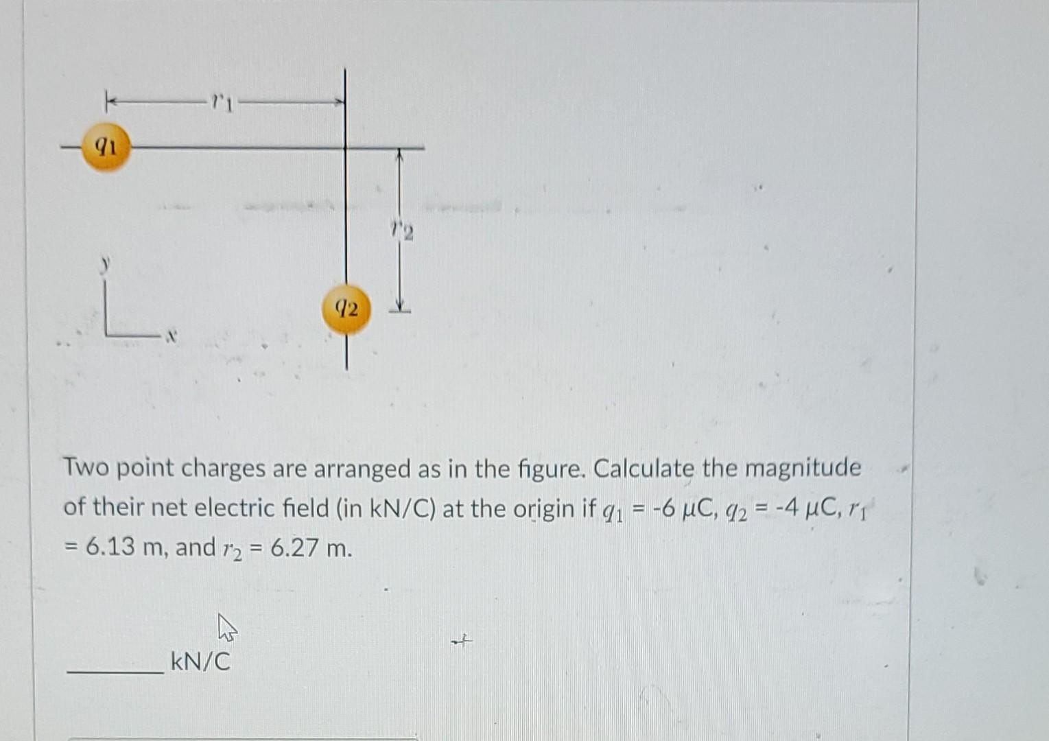 Solved Two point charges are arranged as in the figure. | Chegg.com