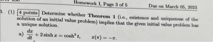 Solved (1) 4 points Determine whether Theorem 1 (i.e., | Chegg.com