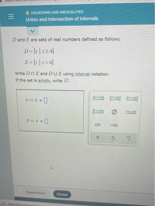 Solved O EQUATIONS AND INEQUALITIES Union and intersection | Chegg.com