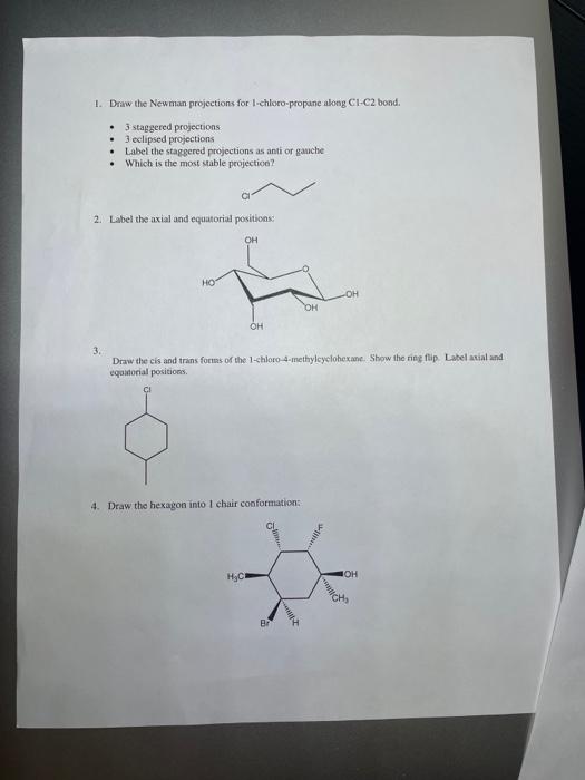 Solved 1)Draw the newman projections for 1-chloro-propane | Chegg.com