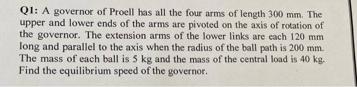 Solved Q1: A governor of Proell has all the four arms of | Chegg.com