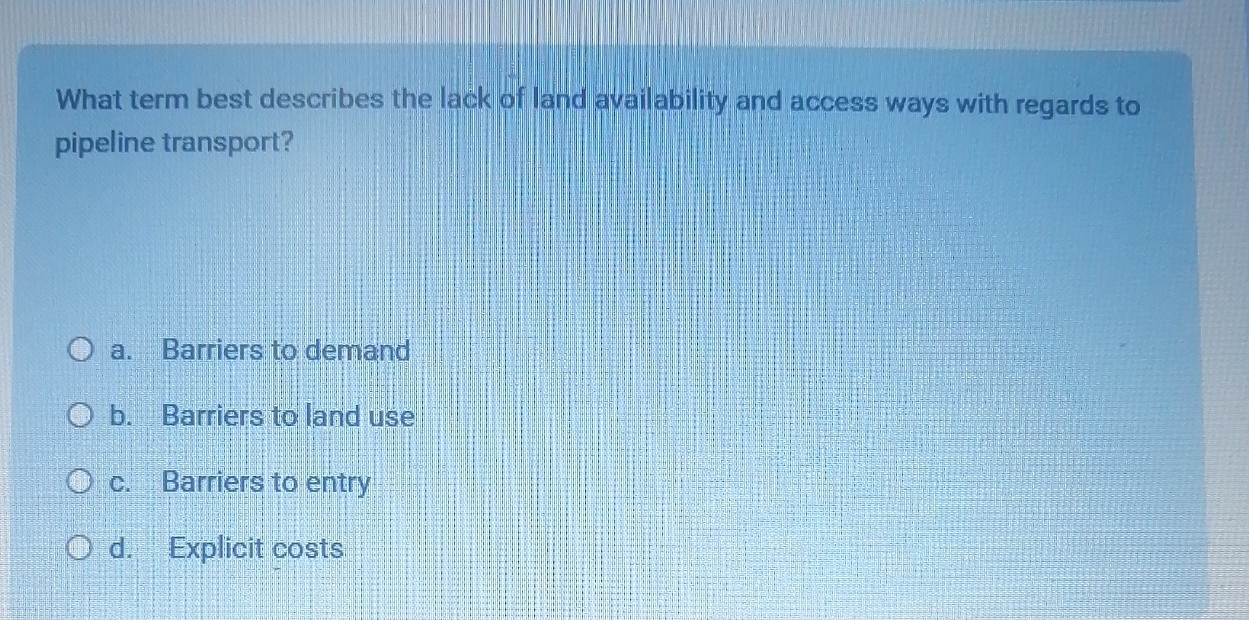 Solved What term best describes the lack of land | Chegg.com