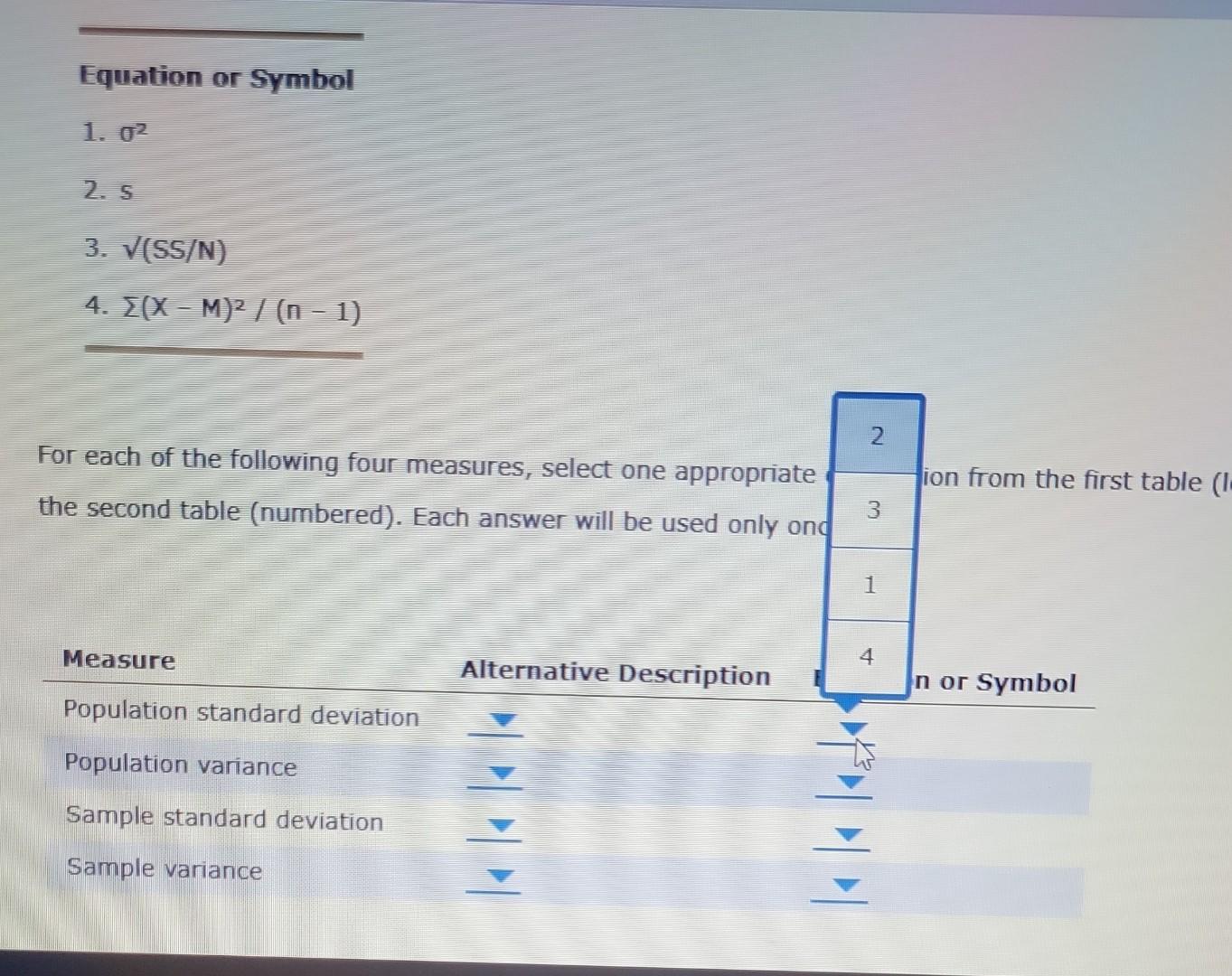 Solved 12. Measures of variability match-up There are | Chegg.com