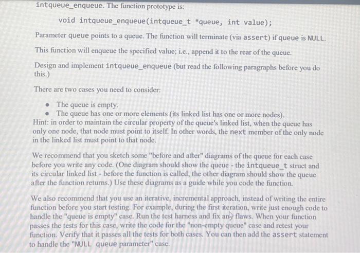 Solved intqueue_enqueue. The function prototype is: void | Chegg.com