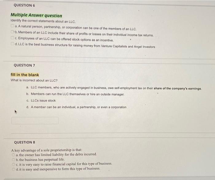 Solved Multiple Answer question Identify the correct | Chegg.com