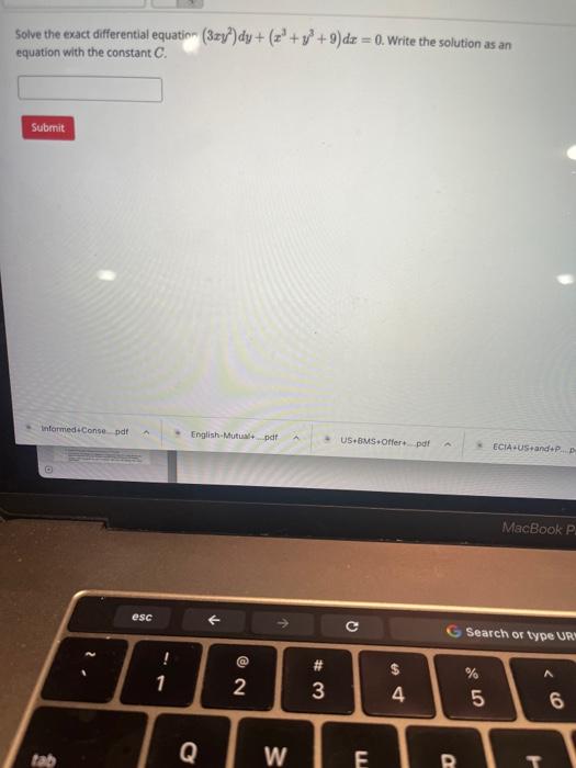 Solved Solve the exact differential equation | Chegg.com