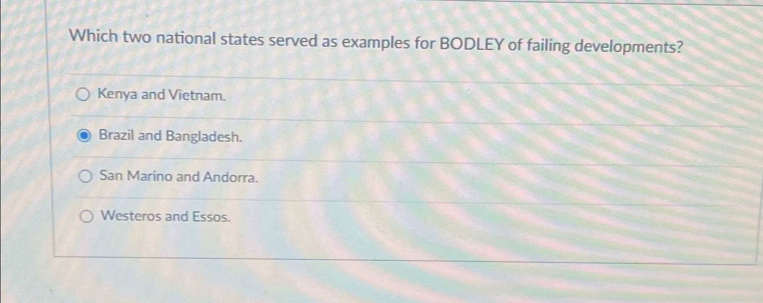 Solved Which two national states served as examples for | Chegg.com