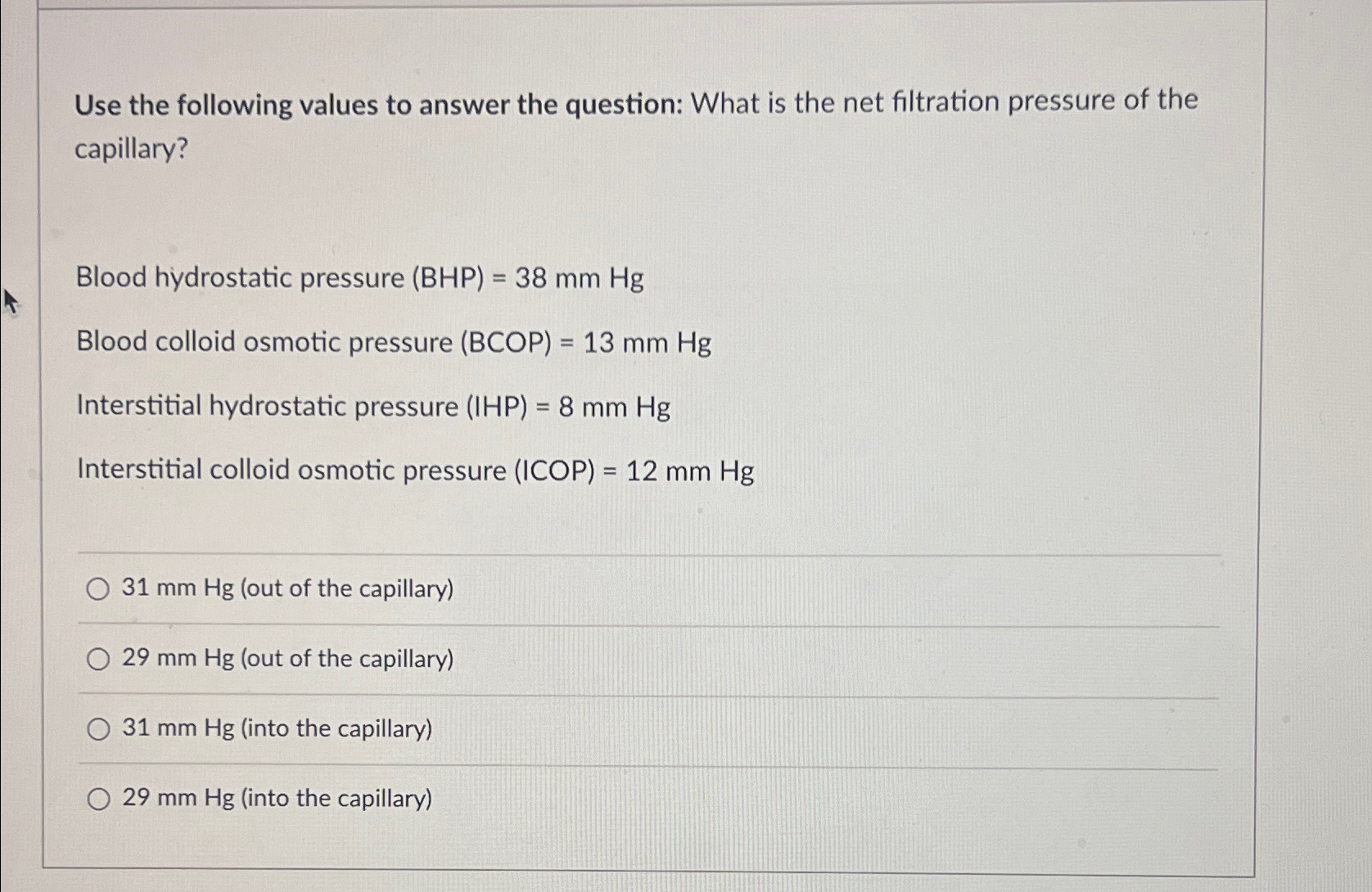 Solved Use the following values to answer the question: What | Chegg.com