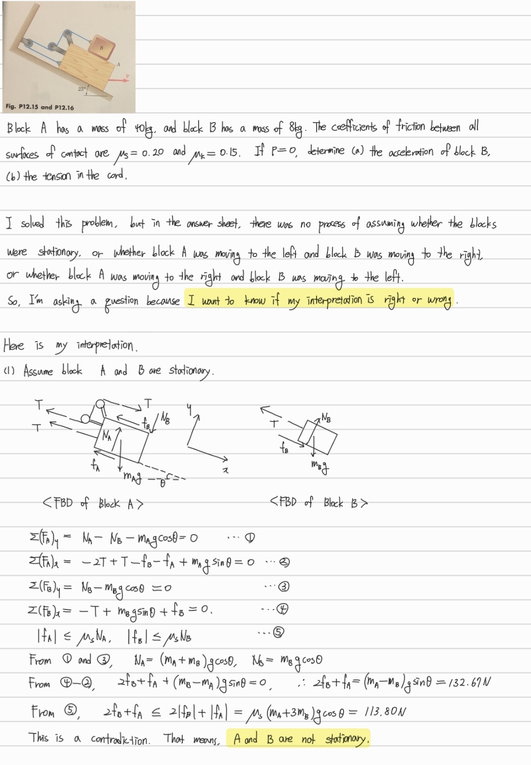 Solved Block A has a moss of r0kg, ﻿and block B ﻿has a mass | Chegg.com