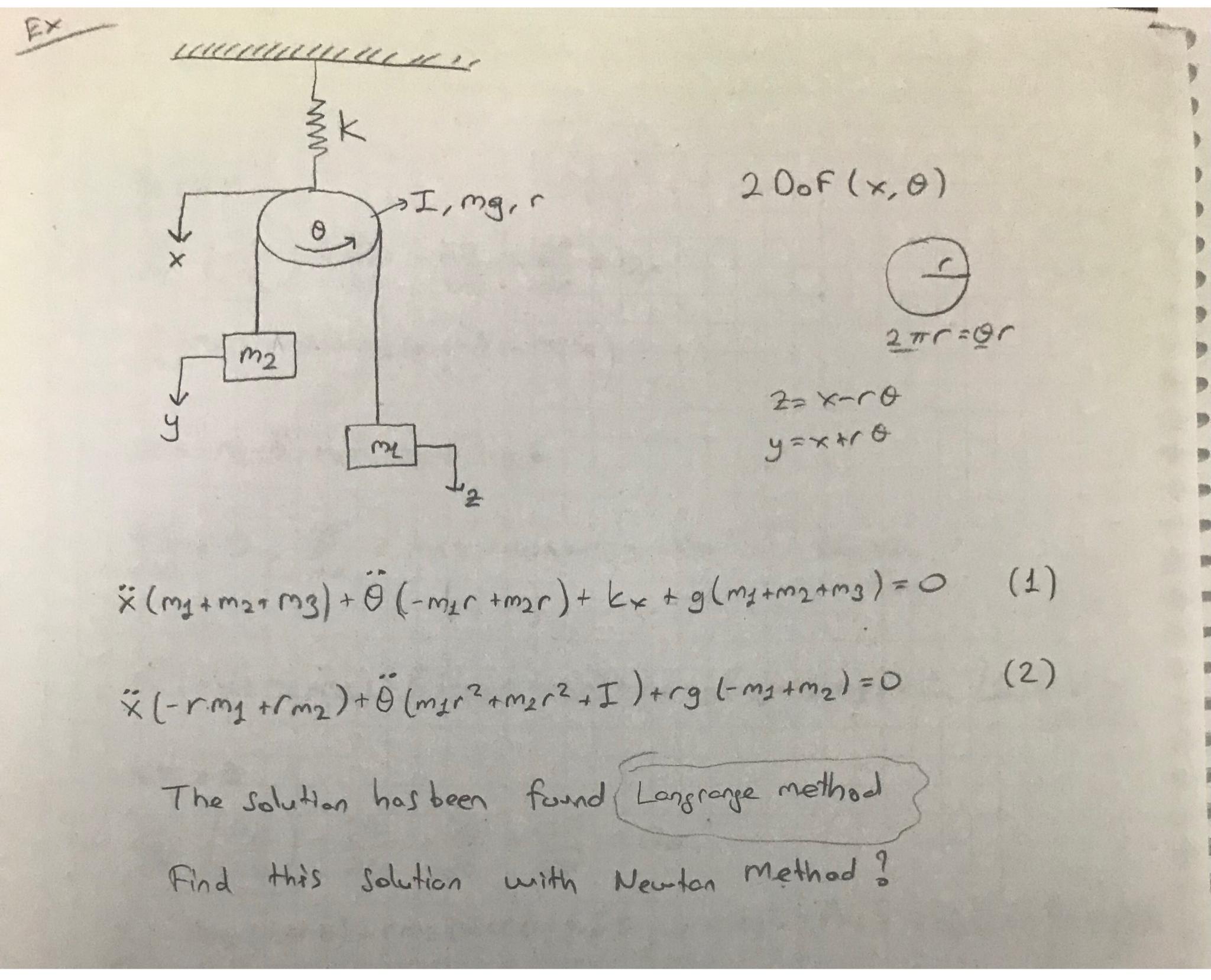 Solved 2 ﻿equation of motion has been found wiht lagrange | Chegg.com